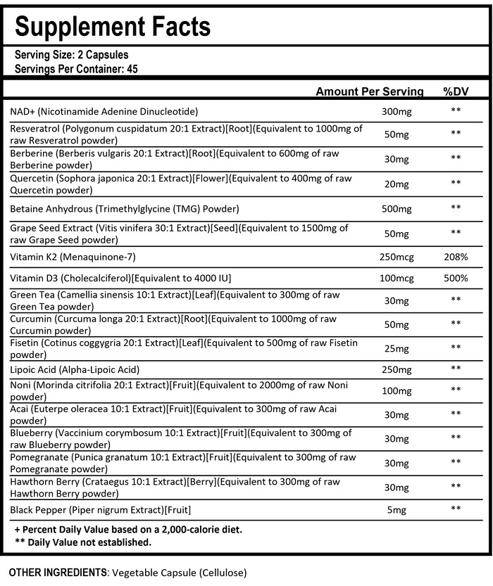 NAD+ Resveratrol 18-in-1 Capsules